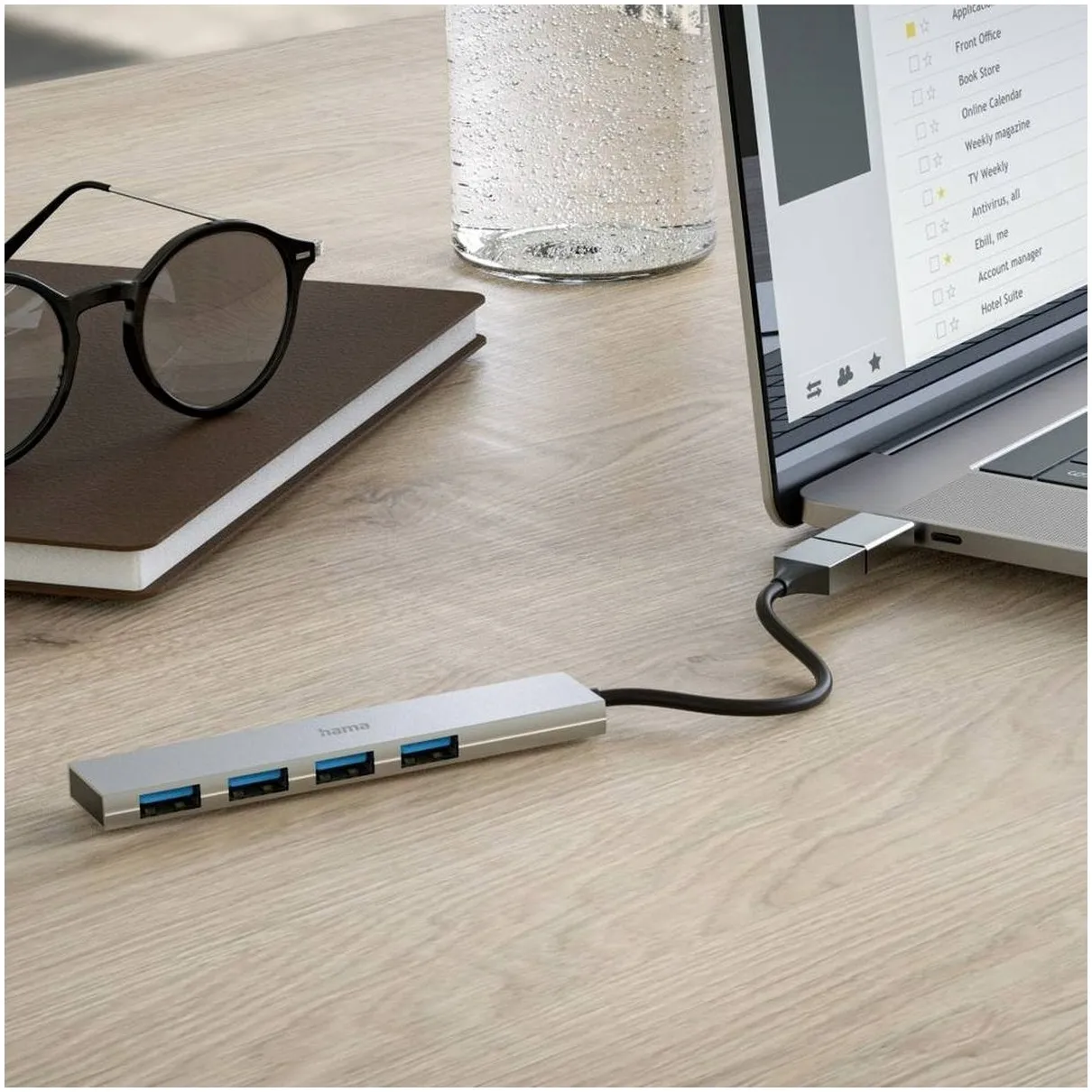 Hama USB Hub 4 Ports USB 3.2 Gen 1/ 5 Gbit/s Ultra-Slim incl. USB-C ...