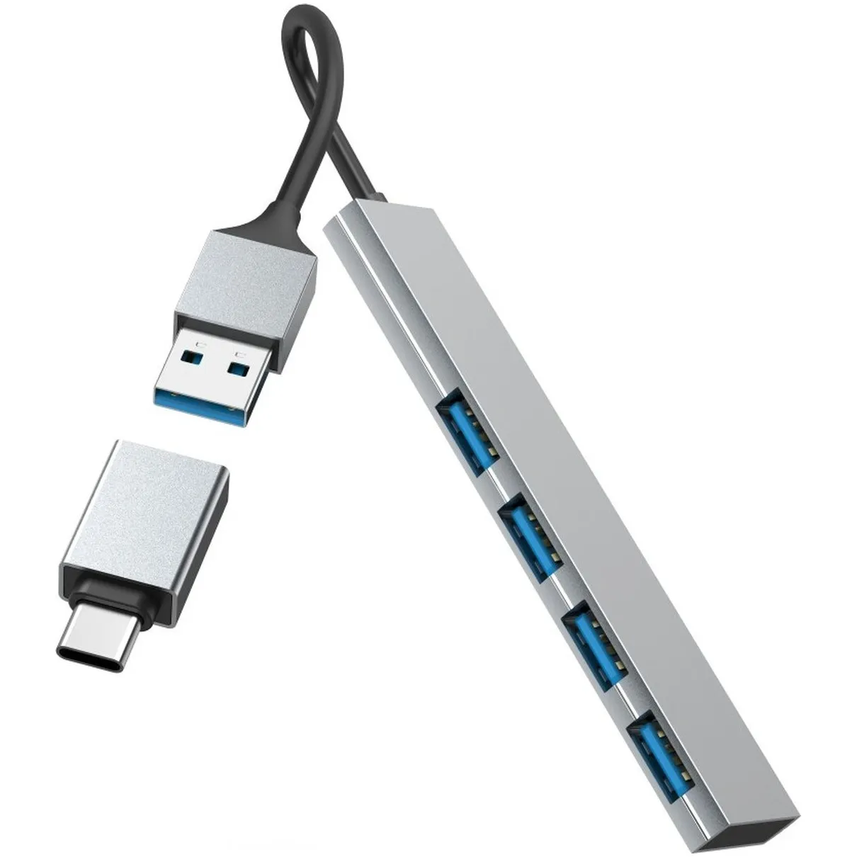 Hama USB Hub 4 Ports USB 3.2 Gen 1/ 5 Gbit/s Ultra-Slim incl. USB-C ...