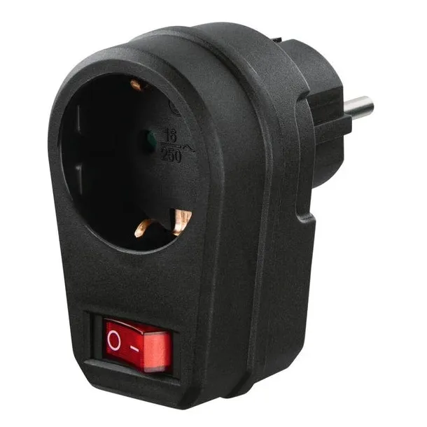 Hama Stopcontactadapter, geaard stopcontact, schakelaar Zwart Desktop ...